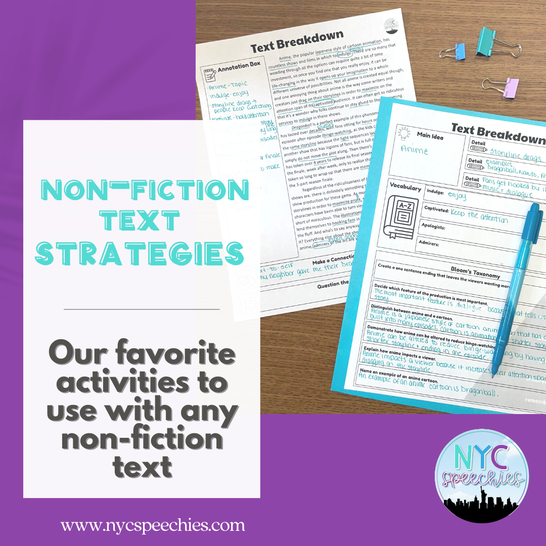 Strategies to Use With Any Non-Fiction Text - NYC Speechies